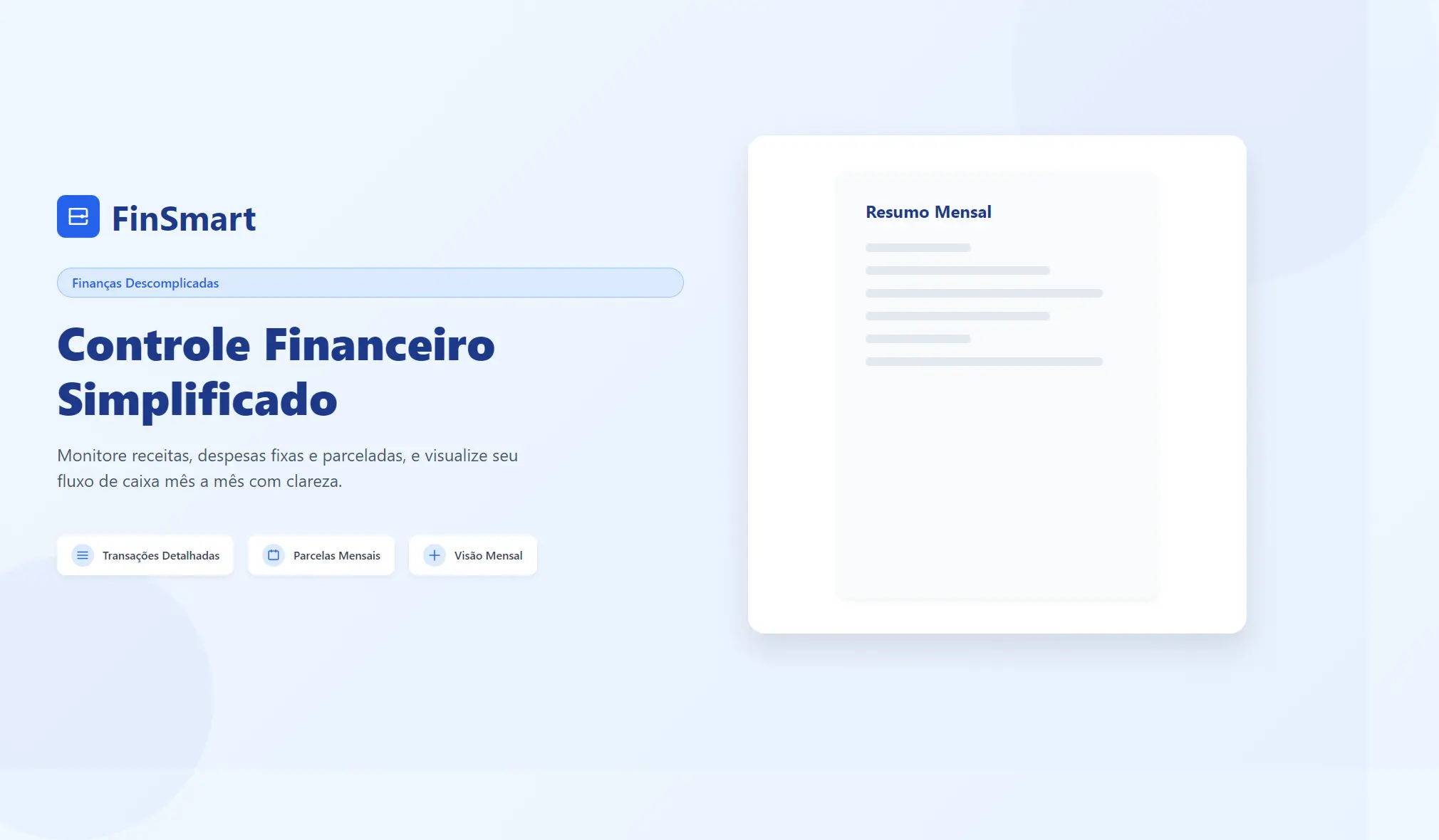 FinSmart - Controle Financeiro Simplificado